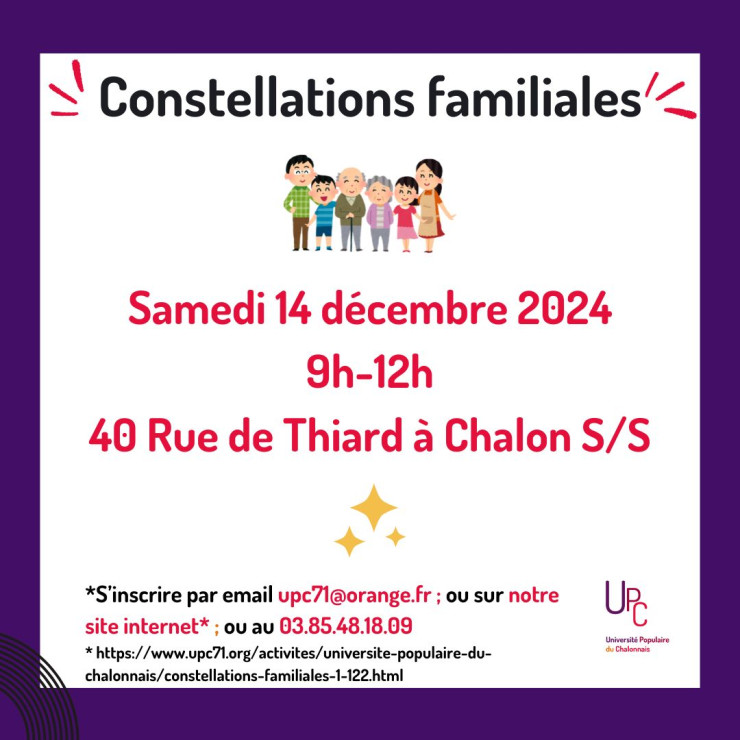 CONSTELLATIONS FAMILIALES - Actus de l'Université Populaire du Chalonnais